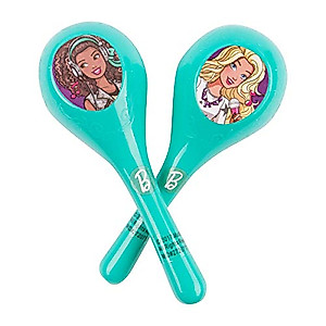 Sakar Barbie Six Piece Kids Drum Kit Musical Barbie Toys, Drum Set for Kids Music & Education, Comes with 4 Kids Instruments, 2 Drum Sticks, Bonus Toy Strap for Drums