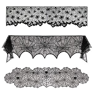 Halloween Party Decorations Indoor - Halloween Decor Set included Spider Web Fireplace Scarf Spider Web Table Runner And Cobweb Lampshade Perfect for Halloween Home Party Supplies Spider Web Decorati