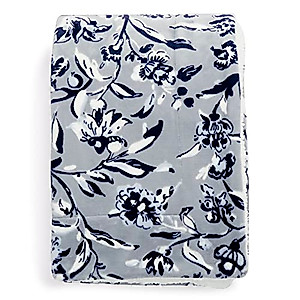 Vera Bradley Women's Fleece Cozy Life Throw Blanket, Perennials Gray, One Size