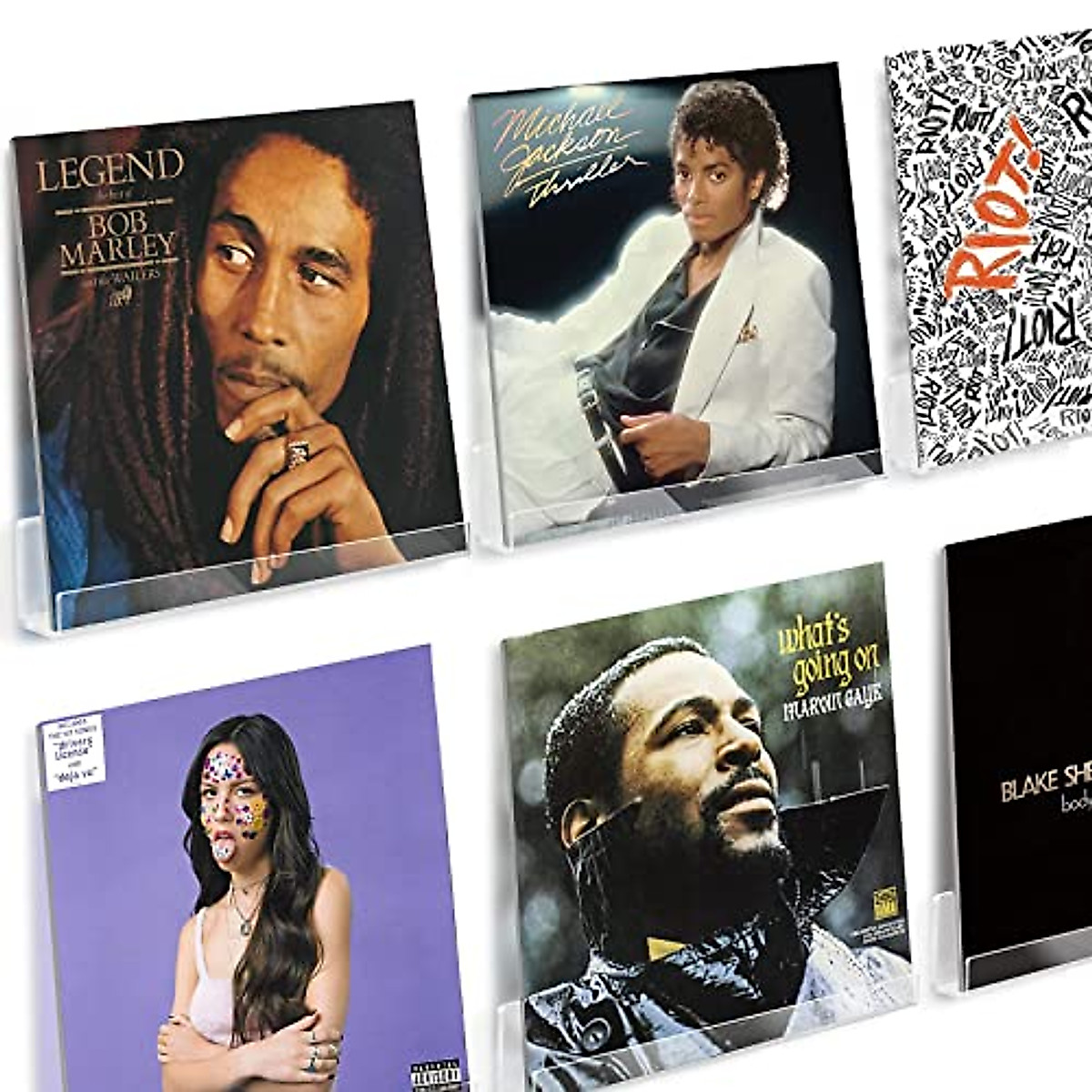 bigantss 6 Pack Clear Acrylic Vinyl Record Floating Shelves, 12" Wall Shelf Mount & Holder for Vinyl Album Display and Storage, Acrylic Record Frame Show Your Favorite LP (Clear)