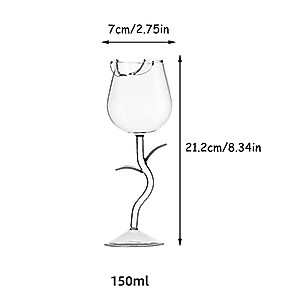 HEEPDD Rose Flower Cocktail Glass Durable for Parties and Bars High Borosilicate Glass Wine Cup (280ml Transparent 1 pc)