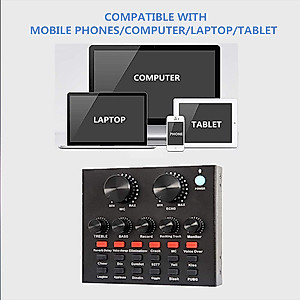 Bluetooth Sound Mixer Board, V8 Sound Card, for Live Streaming with Effects, for Music Recording Karaoke Singing Broadcast on Cell Phone Computer Laptop Tablet