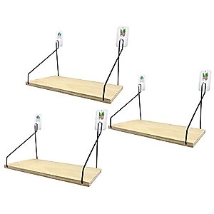QsQueen Floating Shelves Set of 3 Rustic Solid Wood Floating Shelf Wall Storage Shelves for Living Room, Bedroom, Bathroom, Kitchen