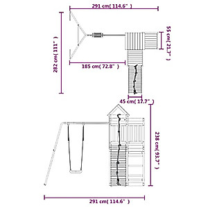 Loibinfen Outdoor Playset Solid Wood Douglas, Garden Play Set with 1 Play Tower, 1 Climbing Wall, 1 Single Swing Set, Modern Outdoor Backyard Children's Climbing Wood Playground Playset,-4544