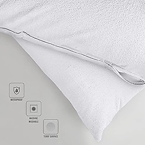 Utopia Bedding Pillow Protectors with Zipper Standard Size (2 Pack), White, Waterproof Terry Pillow Encasement, Bed Bug and Dust Mite Proof Pillow Covers