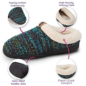 Pupeez Girls Knitted Fleece Lined Clog Slippers Blue 2/3