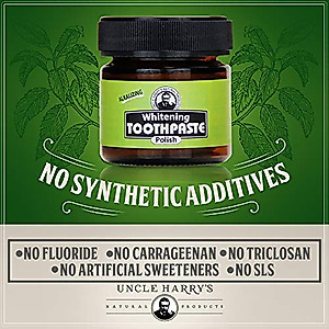 Uncle Harry's Spearmint Sensitive Teeth Whitening Toothpaste Polish | Natural SLS Free Toothpaste Freshens Breath & Promotes Enamel | Toothpaste Fluoride Free
