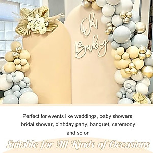 Spandex Fitted Wedding Arch Cover Set of 3 Beige Arch Backdrop Cover, Round Top Chiara Backdrop Stand Covers for Wedding Birthday Party Baby Shower Banquet Arch Decoration (Beige, 5FT,6FT,7.2FT)