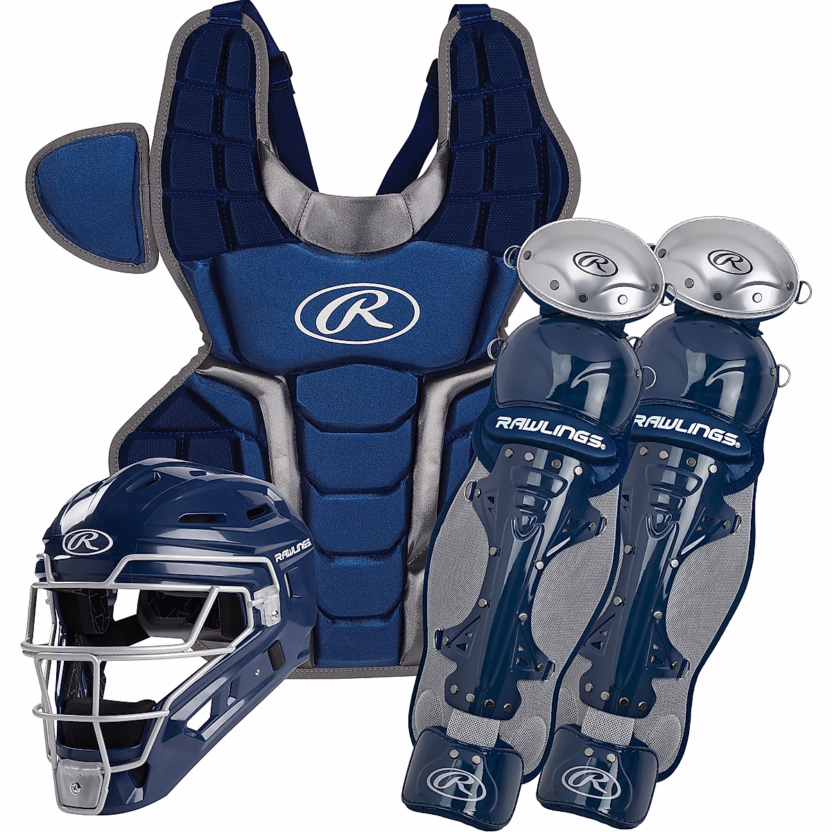 Rawlings | RENEGADE 2.0 Catcher's Set | Baseball | NOCSAE Certified | Intermediate Ages 12-15 | Navy/Silver