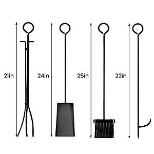 WBHome 3FT Heavy Duty Indoor Outdoor Firewood Storage Log Rack with 4 Tools - Includes Brush, Shovel, Poker, and Tongs