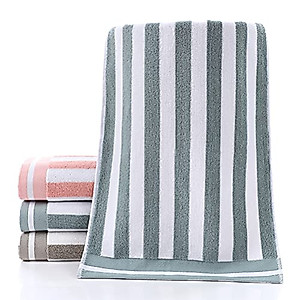 Tinymumu Hand Towels Set of 2 Striped Pattern 100% Cotton Absorbent Soft Towel for Bathroom 13.4 x 29.1 Inch (Green)