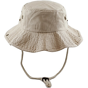The Hat Depot 300N1510 Wide Brim Foldable Double-Sided Outdoor Boonie Bucket Hat (S/M, 2. Cotton - Khaki)