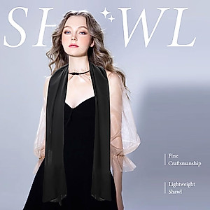 Shawls and Wraps for Evening Dresses, Black Shawl for Evening Dresses, Dress Shawl, Chiffon Shawl Wraps for Women Weddings, Chiffon Scarf, Travel Shawl, Evening Shawl,Womens Shawls for Prom Dresses