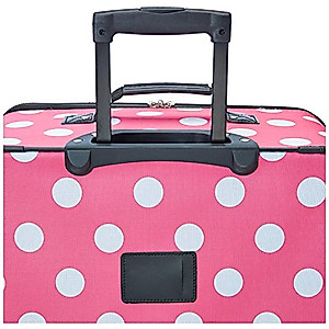 Rockland Polka Softside Upright Luggage Set, Expandable, Lightweight, Pink Dots, 4-Piece (14/19/24/28)