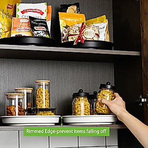 Amolliar 10" 2 Pack Lazy Susan, Non-Skid Rotating Metal Turntable Organizer for Cabinet, Kitchen, Fridge, Pantry Storage, Vanity, Bathroom, Spice Rack for Condiment Organizer, Farmhouse Decor, Black