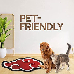 Red Cloud Modern Fluffy Rug - Non Slip Ultra Soft Tufted Anime Room Decor Polyester Nursery Rug, Rugs for Bedroom, Decorative Indoor and Outdoor Rug, Living Room Red Black Carpet, 58x84cm