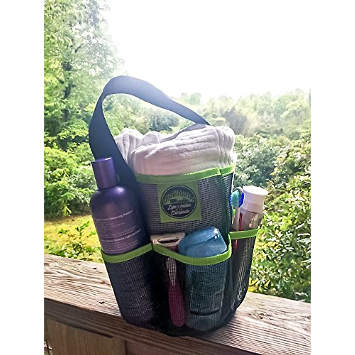 Camco 51997 Shower Caddy, 1 Pack, Black/Green