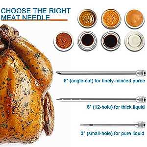 Marinade Injector Syringe and Brushes Set, Meat Injector Syringe with 3 Professional Marinade Injector Needles, Creates Tender Meat & Poultry Flavors, for BBQ Grill Smoker & Turkey & Brisket