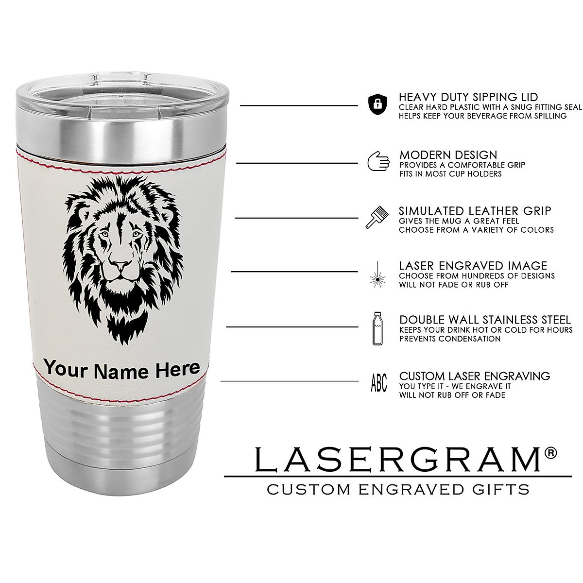 LaserGram 20oz Vacuum Insulated Tumbler Mug, Flag of El Salvador, Personalized Engraving Included (Faux Leather, Baseball Style)