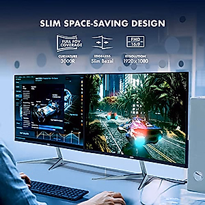 Viotek NBV24CB2 24-Inch Curved Monitor, 75 Hz Full-HD Frameless Monitor for Home, Office & Gaming | VGA, HDMI, 3.5mm | Adaptive Sync w/Superior Dead Pixel Policy + 3Yr Performance Promise