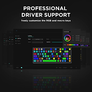 YUNZII KC84 84 Keys Hot Swappable Wired Mechanical Keyboard with PBT Dye-subbed Keycaps, Programmable, RGB,NKRO,Type-C Cable for Win/Mac/Gaming/Typist (Gateron Brown Switch, Pudding)