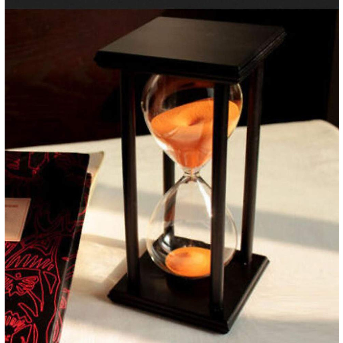 Sandglass 30 Minutes Timer Hourglass for Ornament Decoration Restaurant Living Room Home Closet Office Desk Bedroom Party Festival Christmas Wooden Frame Sand Timer Clock Orange