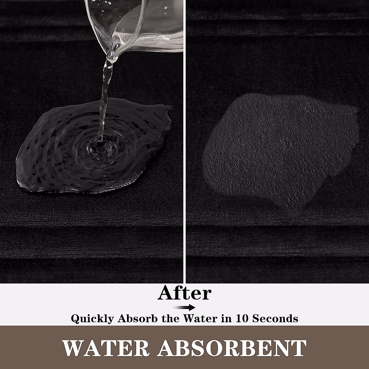 BYSURE Black Memory Foam Bath Mat, Non Slip Extra Soft Absorbent Machine Washable, Bathroom Rugs Sets 3 Piece for Toilet Shower Sink