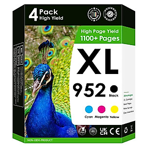 InkjetsClub Compatible Ink Cartridge Replacement for HP 952 XL Black & HP 952 XL Colors. Works with OfficeJet Pro 8710 8720 7720 7740 8210 8702 8715 8725 8730 8740 Printers.
