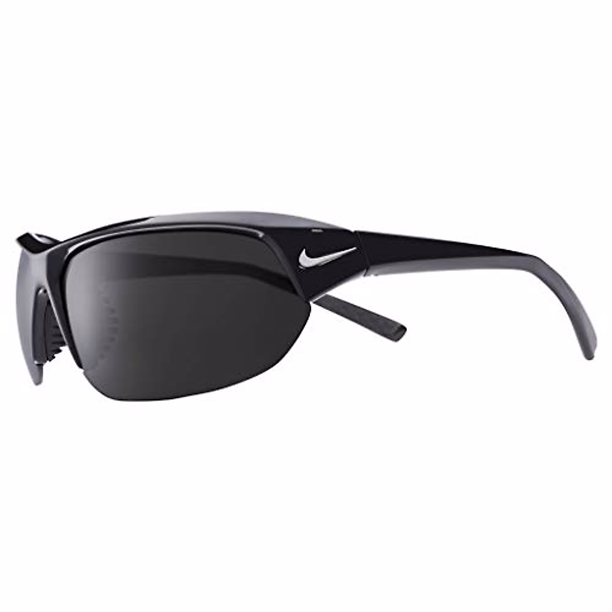 Nike Skylon Ace P Polarized Rectangular Sunglasses, Shiny Black/Silver, 69 mm