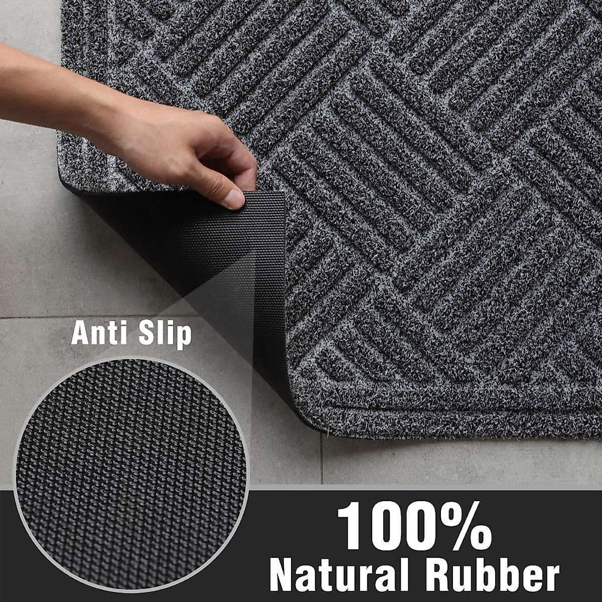 Amagabeli Large Outdoor Door Mats Rubber Shoes Scraper 36" x 24" for Front Door Entrance Outside Doormat Patio Rug Dirt Debris Mud Trapper Waterproof Out Door Mat Low Profile Washable Carpet BG038