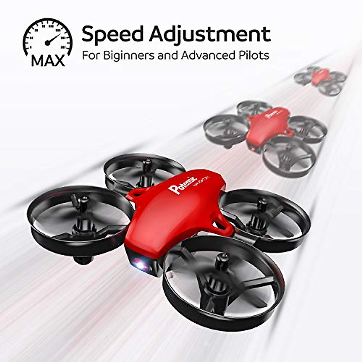 Potensic A20 Mini Drone for Kids and Beginners RC Nano Quadcopter 2.4G 6 Axis, Altitude Hold, Headless Mode Safe and Stable Flight, 3 Batteries, Great Gift Toy for Boys and Girls -Red