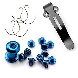 13PCS Custom Blue Titanium Alloy Torx Screws And Pivot Set + 1PC Pocket Clip + 2 Pairs Omega Springs for Benchmade 535 BUGOUT