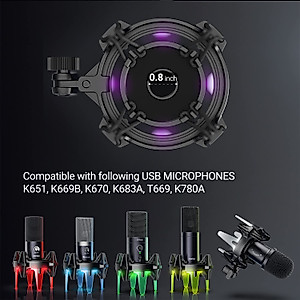 FIFINE RGB Microphone Shock Mount for Vibration Isolation, Easy Mic Holder, Compact Protection - SK78