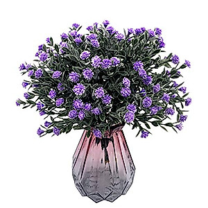 Artificial Flowers Mini Plastic Baby Breath, MASUMARK SM Fake Plants Shrubs Gypsophila Grass Bushes Home Garden Office House Outdoor Indoor Wedding DIY Decor Planter Filler Decoration - Purple 20 Pack