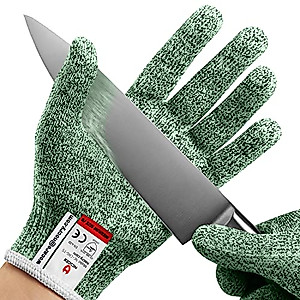 NoCry Cut Resistant Gloves — 100% Food Grade; Level 5 Protection; Ambidextrous; Machine Washable; Superior Comfort and Dexterity; Lightweight; Complimentary eBook