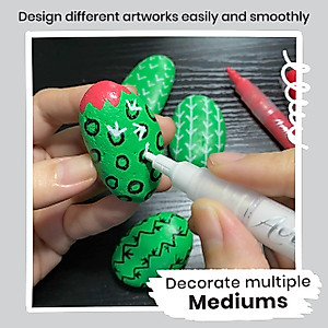 Chalkola Acrylic White Paint Pens (6 Pack) Extra Fine Point (1mm) & Medium Tip (3mm) - Permanent White Marker Ink for Rock Painting, Fabric, Tire, Metal, Wood, Canvas, Glass, Plastic, Stone, Ceramic