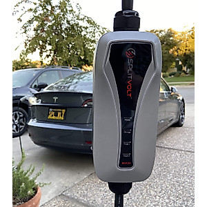 Splitvolt NEMA 10-30 Level 2 EV Charger 240V with 16 ft Cord, Fastest NEC-Safe 30 Amp Circuit Charging, J1772 Plug, Includes EVSE Cable Travel Bag