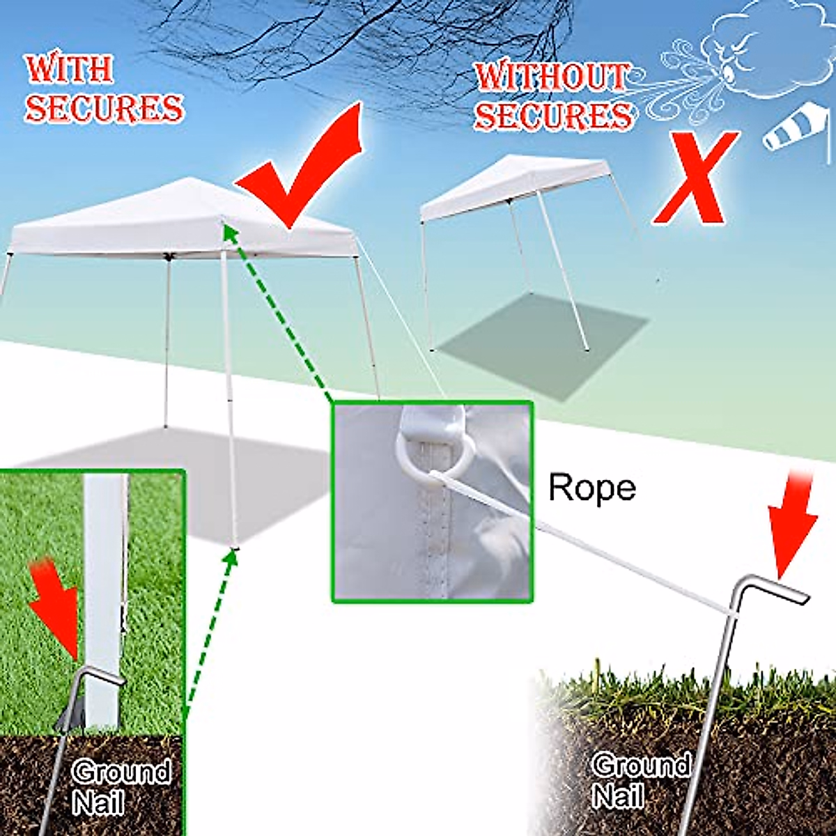 Gappys 10’ x 10' Pop-up Canopy Tent - Commercial Instant Outdoor Canopy - Easy Set-up Straight Leg Folding Beach Shelter (10x10 FT, White) (N001)