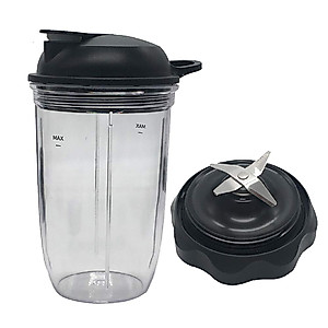 Blender Combo Easy Twist Extractor Blade with 2pcs Juicer personal jar 18oz cup with to go lid,Compatible with NutriBullet Combo Blender 1200W (5, 2 * 18oz cup+2*lid+1*blade)