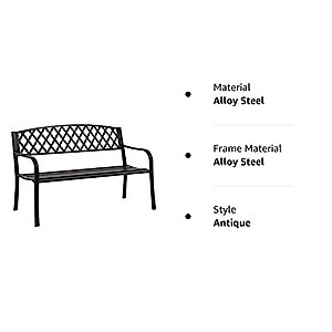 Park Bench Metal Bench 50 Garden Bench Chair Outdoor Benches Clearance Patio Bench Yard Bench Porch Work Entryway Steel Frame Furniture