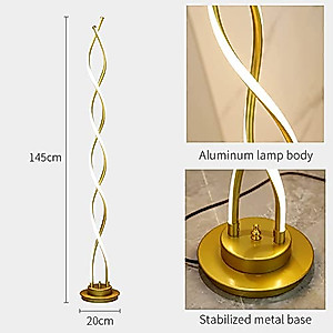 Aanyhoh LED Spiral Floor Lamp with Remote Control 30W Dimmable Modern Metal Twist Standing Pole Lamp 3 Color Temperatures Adjustable Corner Floor Lamp Tall Living Rooms, Bedroom and Offices