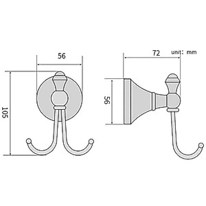YWHWXB Vintage Wall-Mounted Towel Hook,Antique Brass Towel Hook,Bathroom Robe Hooks with Brushed Double Hooks for Bathroom Kitchen Bedroom（Max Capacity 11 Lbs）