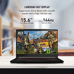 MSI GF63 15.6" 144Hz FHD Gaming Laptop, 12th Gen Intel Core i7-12650H Processor, NVIDIA GeForce RTX 4050 6GB, 64GB DDR4 Memory, 2TB NVMe SSD, Ethernet, WiFi 6, Windows 11, Black