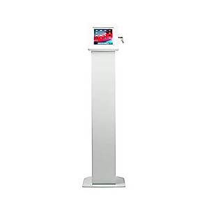 Locking Floor Stand - CTA Premium Large Locking Floor Stand Kiosk with Steel Body and Heavy-Duty Locking Enclosure with Keys for iPad Pro 12.9", Surface Pro 3, 4, 5, 6, 7, 8, X (PAD-PLSW) - White