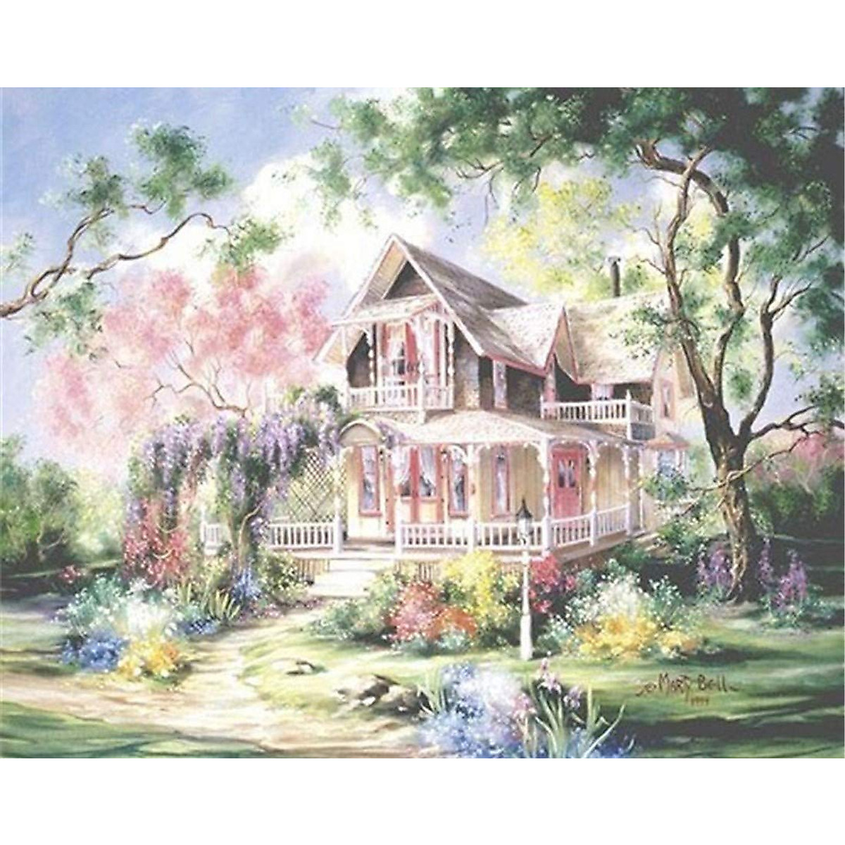 MONDART Paint by Numbers for Adults Beginners Kits DIY Oil Painting Kit Canvas Acrylic Pigment Arts Craft for Home Wall Decor Christmas Gift-Fantasy House 16x20 Inch (NO Frame)