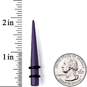 Body Candy 2Pc 2G Womens Ear Expanders Purple Matte Acrylic Straight Taper Ear Stretching Kit Set of 2 6mm