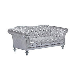 ACME Furniture Dixie Loveseat, Metallic Silver