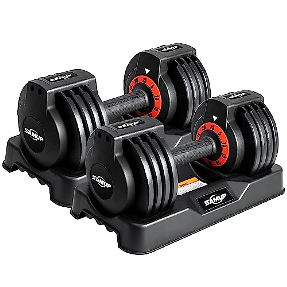 25/55 lbs Pair Adjustable Dumbbell Set, Fast Adjust Dumbbell Weight for Exercises Pair Dumbbells for Men and Women in Home Gym Workout Equipment, Dumbbell with Tray Suitable for Full Body