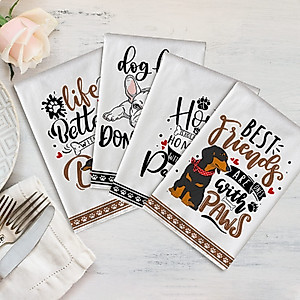 Hexagram Dog Kitchen Towels Set of 4, Dog Lover Gifts Dog Hand Towels for Kitchen Housewarming Farmhouse Kitchen Gifts, Dog Lovers Decor for Women