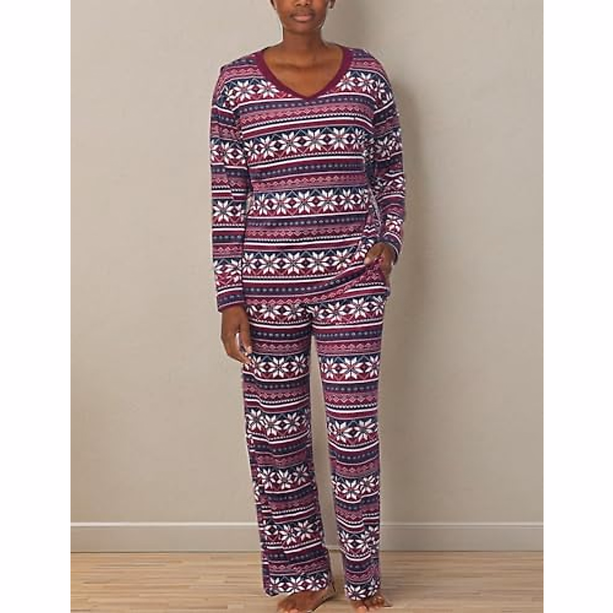 Nautica Women's 2 Piece Fleece Pajama Sleepwear Set (Medium, Purple)